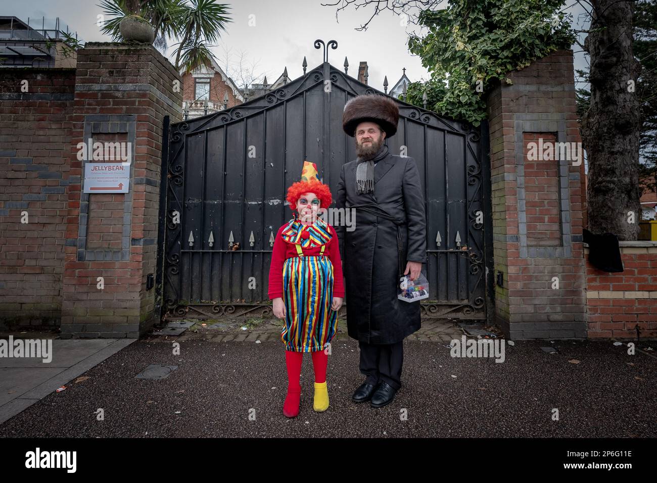 London, UK. 7th March, 2023. British Haredi Jews in north London gather ...