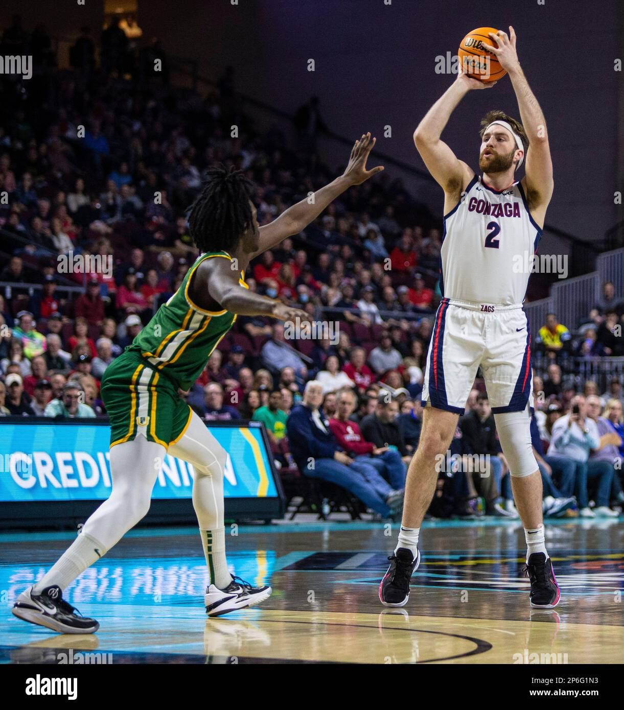 March 06 2023 Las Vegas, NV, U.S.A. Gonzaga forward Drew Timme (2)shoots the ball during the ...