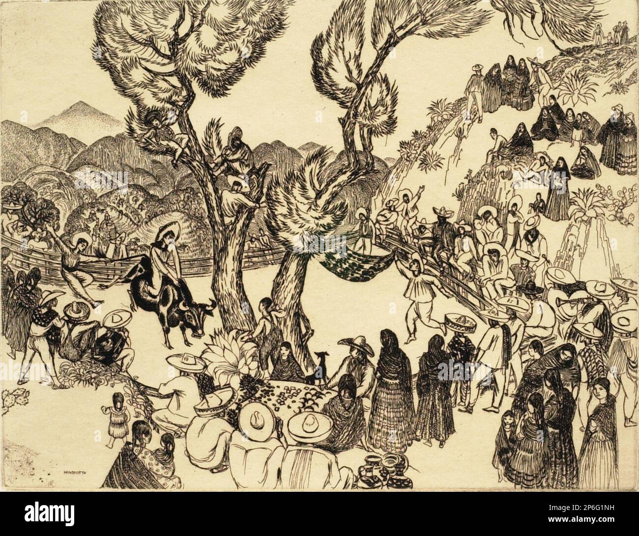 Thomas Handforth, Rodeo, c. 1930, etching on paper Stock Photo - Alamy