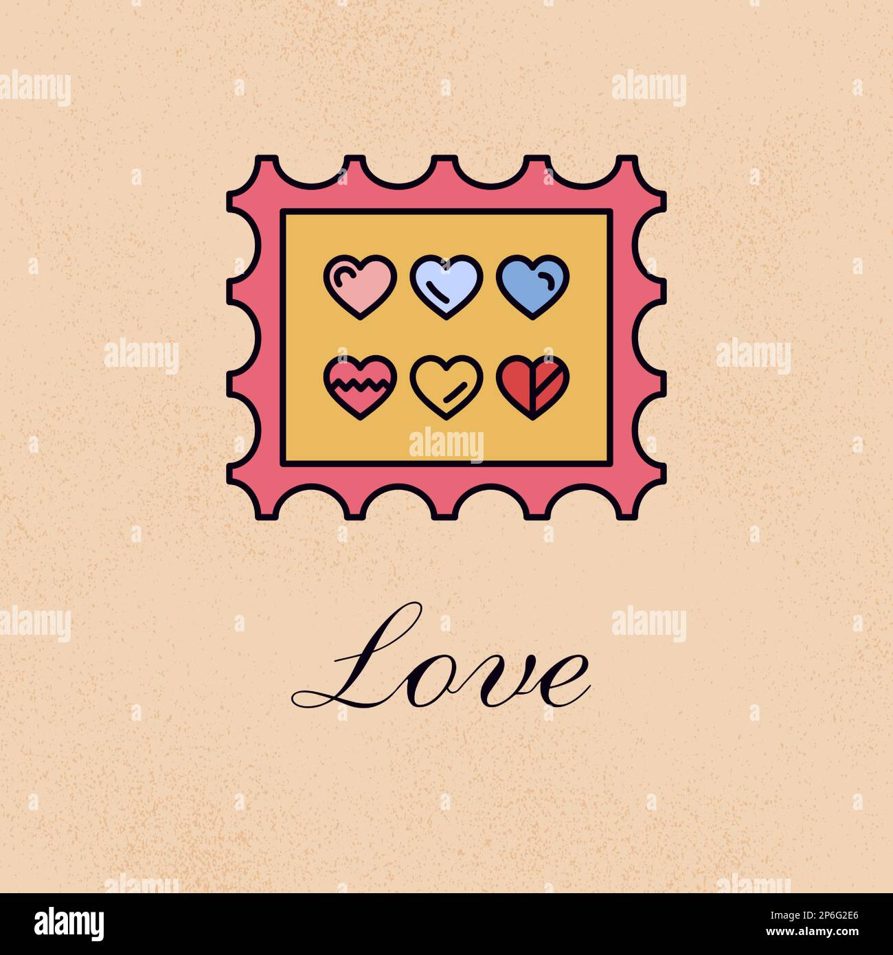 Love Hearts Postal Stamp Stock Vector Image & Art - Alamy