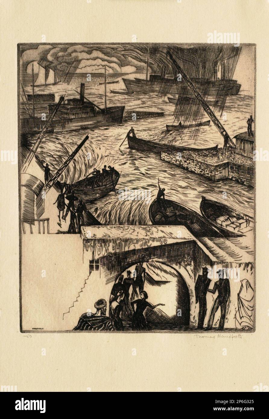 Thomas Handforth, Casablanca Port, c. 1928, etching on paper Stock ...