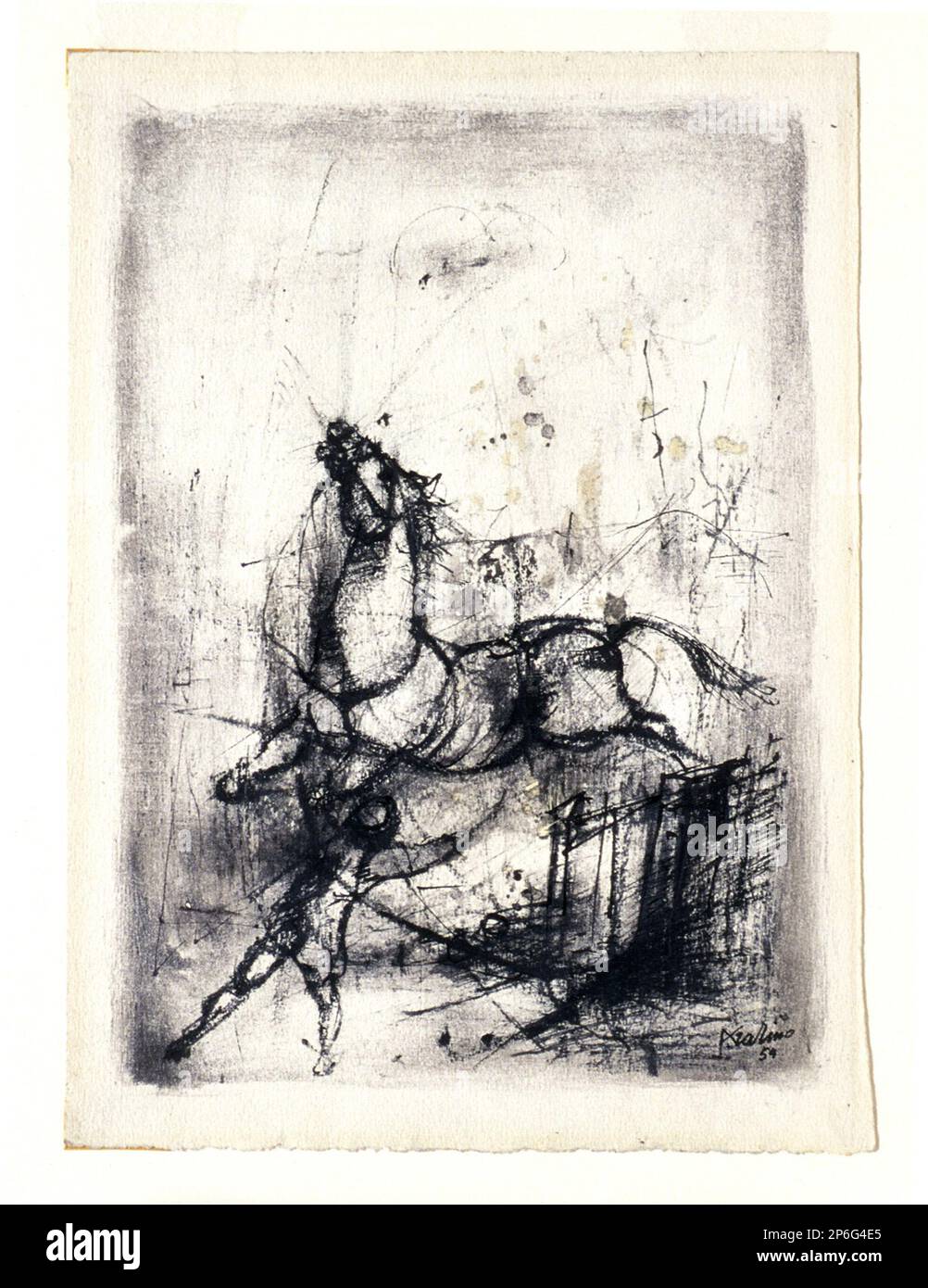 Piero Garino, Horse Jumping over Hudle, Man Falling Off, 1954, Chinese ...