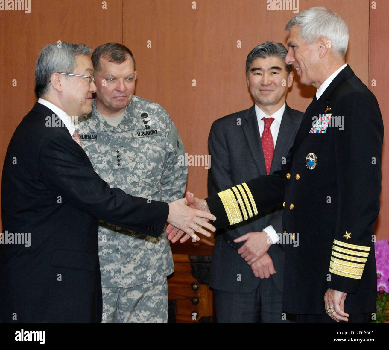 South Korean Foreign Minister Kim Sung-hwan, left, and Adm. Samuel J ...