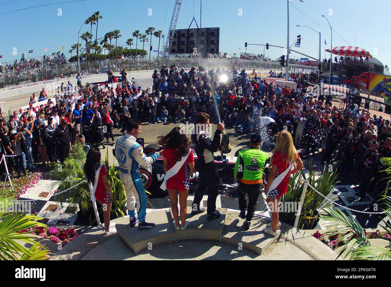 Simon Pagenaud (2nd), Will Power (1st) and James Hinchcliffe (3rd ...