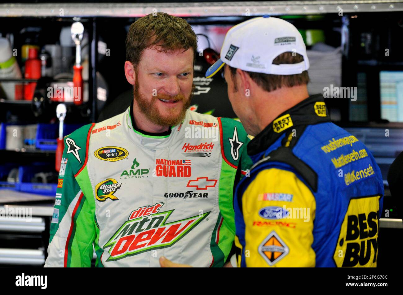 Dale Earnhardt Jr. (left) and Matt Kenseth (right) during practice for ...