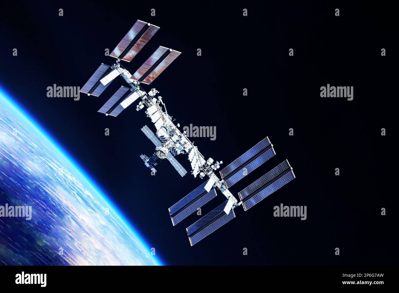 International Space Station above the Earth. Elements of this image ...