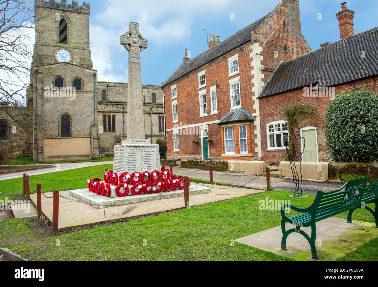 St Michael with St Mary's Church and the cenotaph, standing in church ...