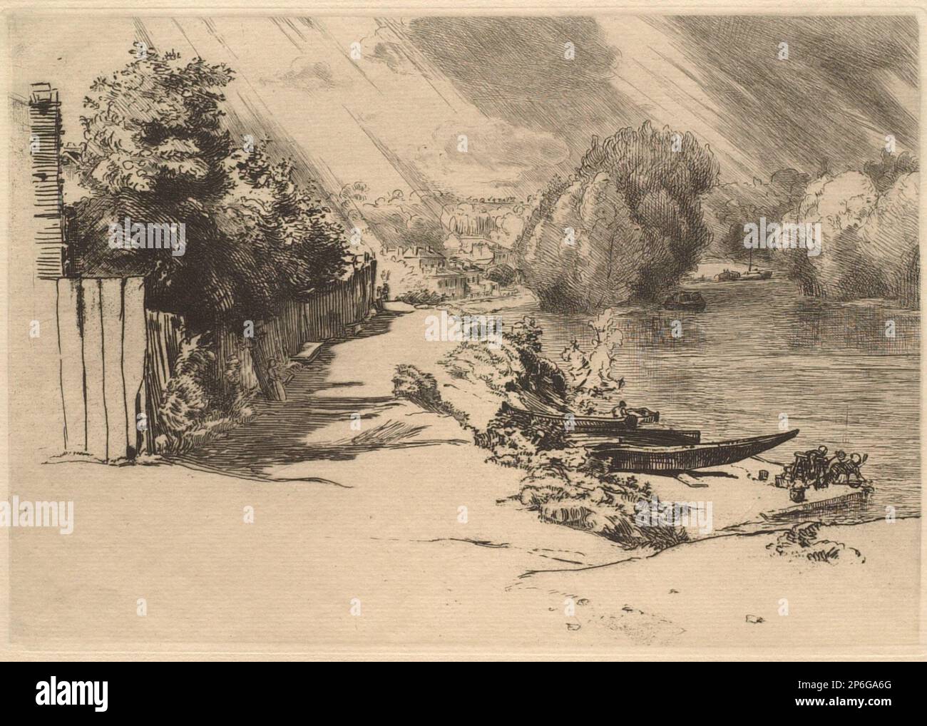 Félix Bracquemond, La Seine au Bas-Meudon, 1868, etching and drypoint ...