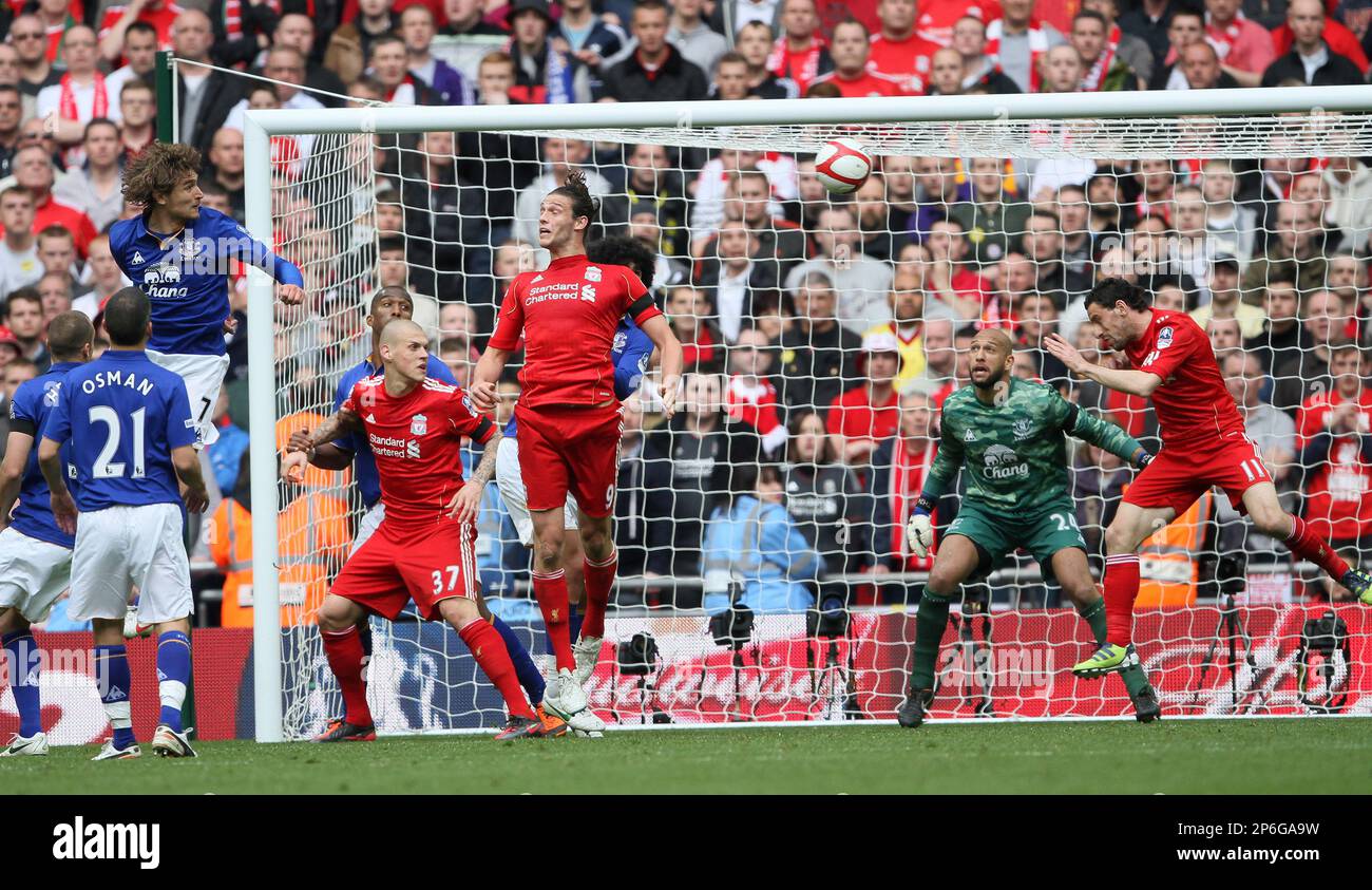 Liverpools Andy Carroll heading his sides second goal..Liverpool v ...