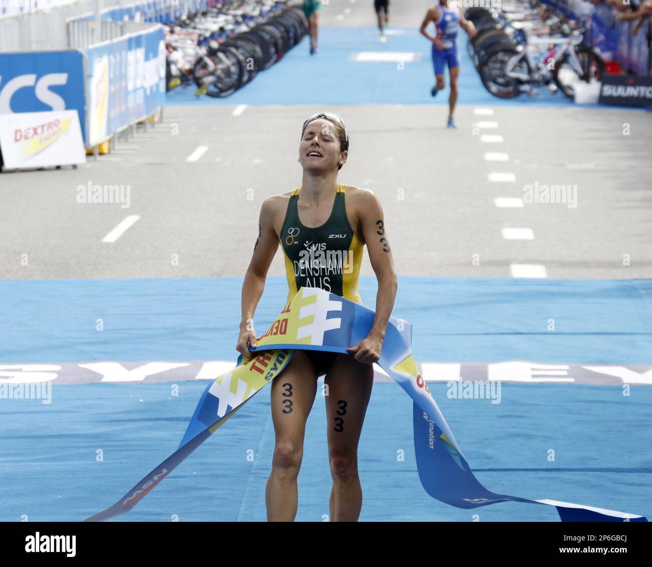 Erin Densham, of Australia, wins the Sydney Dextro Energy ITU Triathlon ...