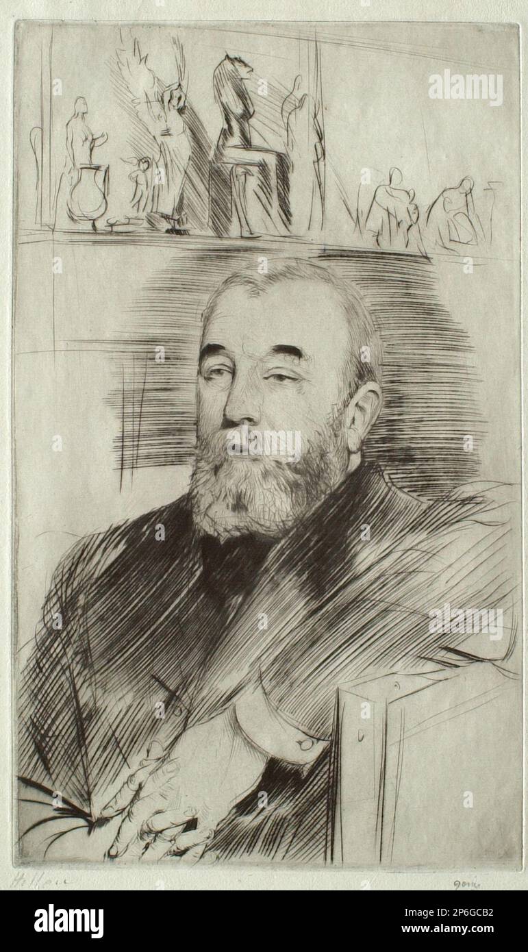 Paul César Helleu, Portrait of Henri Rouart, 1859–1927, drypoint on ...