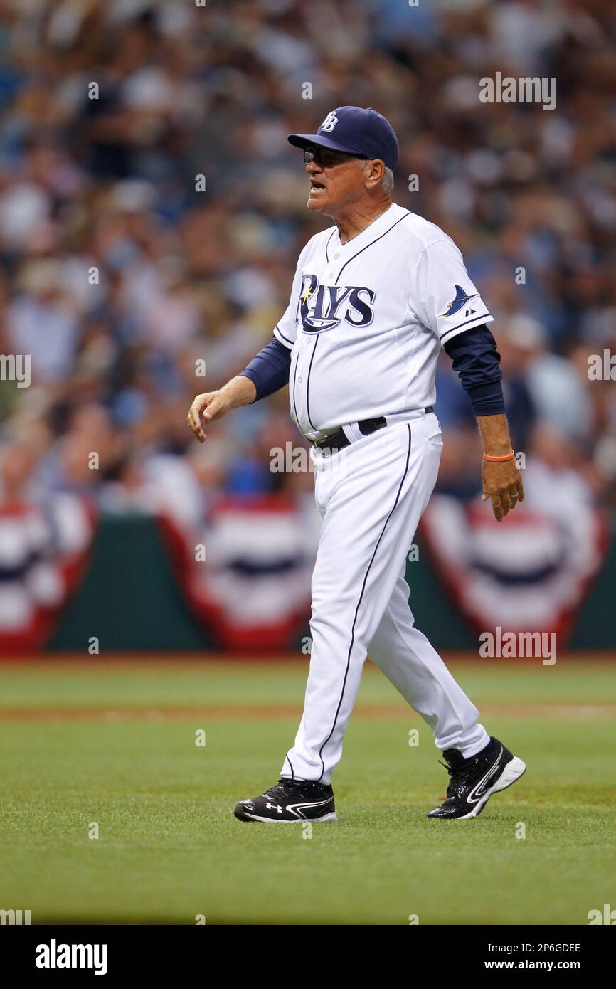 Tampa Bay Rays Joe Maddon in a game against the New York Yankees in a ...