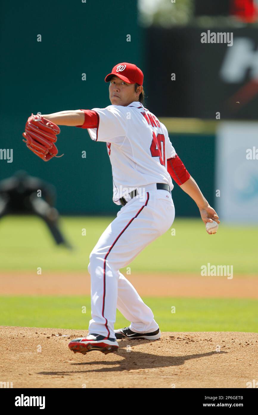 Washington Nationals Chien-Ming Wang plays in a baseball game against ...
