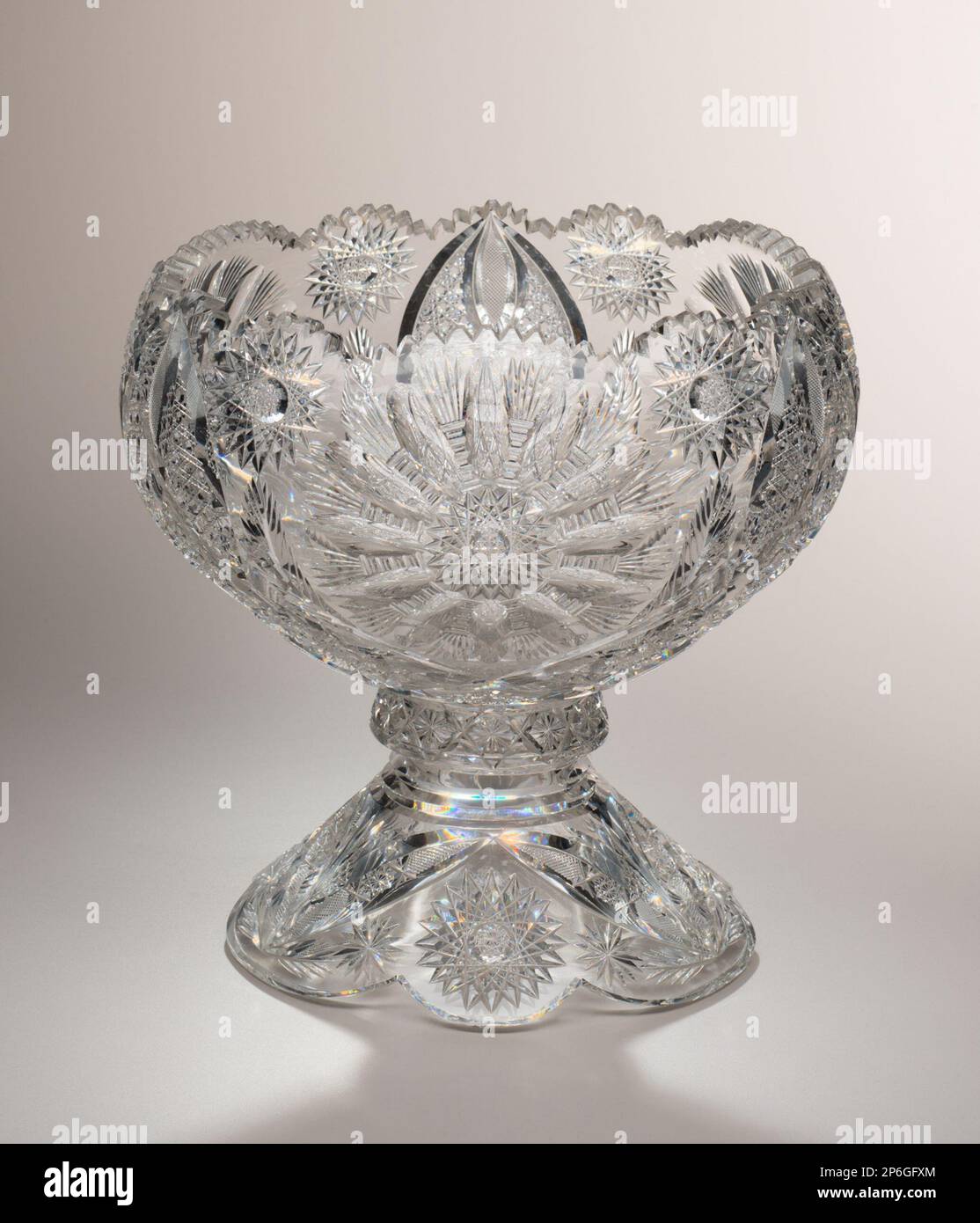 Maker Unknown, Punch Bowl and Stand, c. 1907, colorless lead glass ...