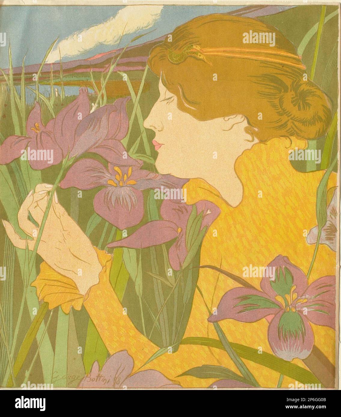 Georges Alfred Bottini, The Woman with the Irises, 1898, color ...