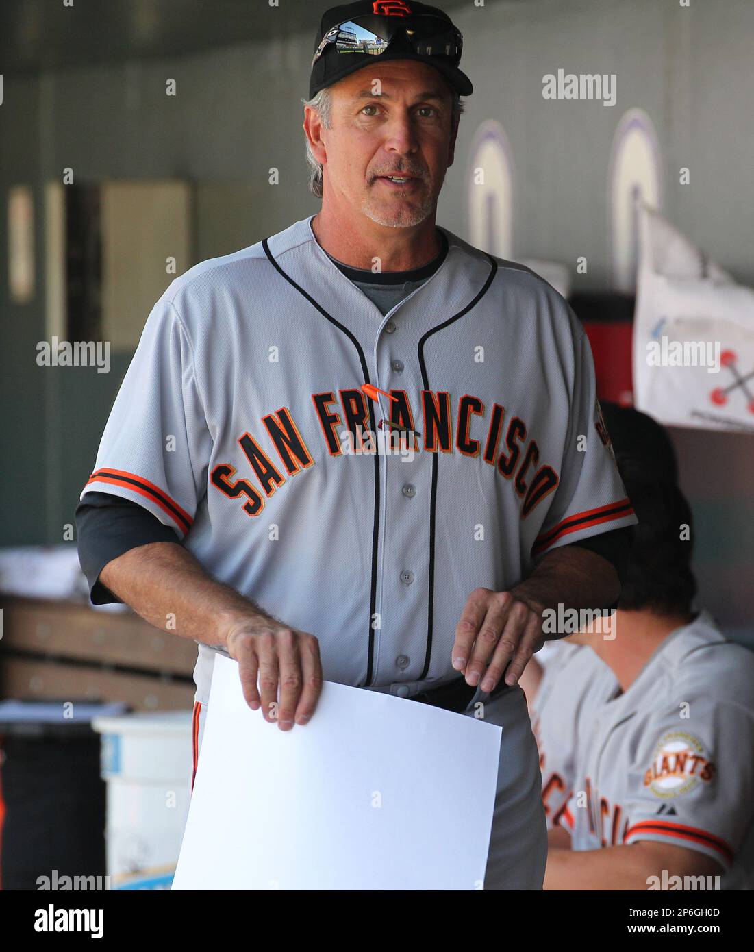 San Francisco Giants bench coach Ron Wotus (23) prepares for a game ...