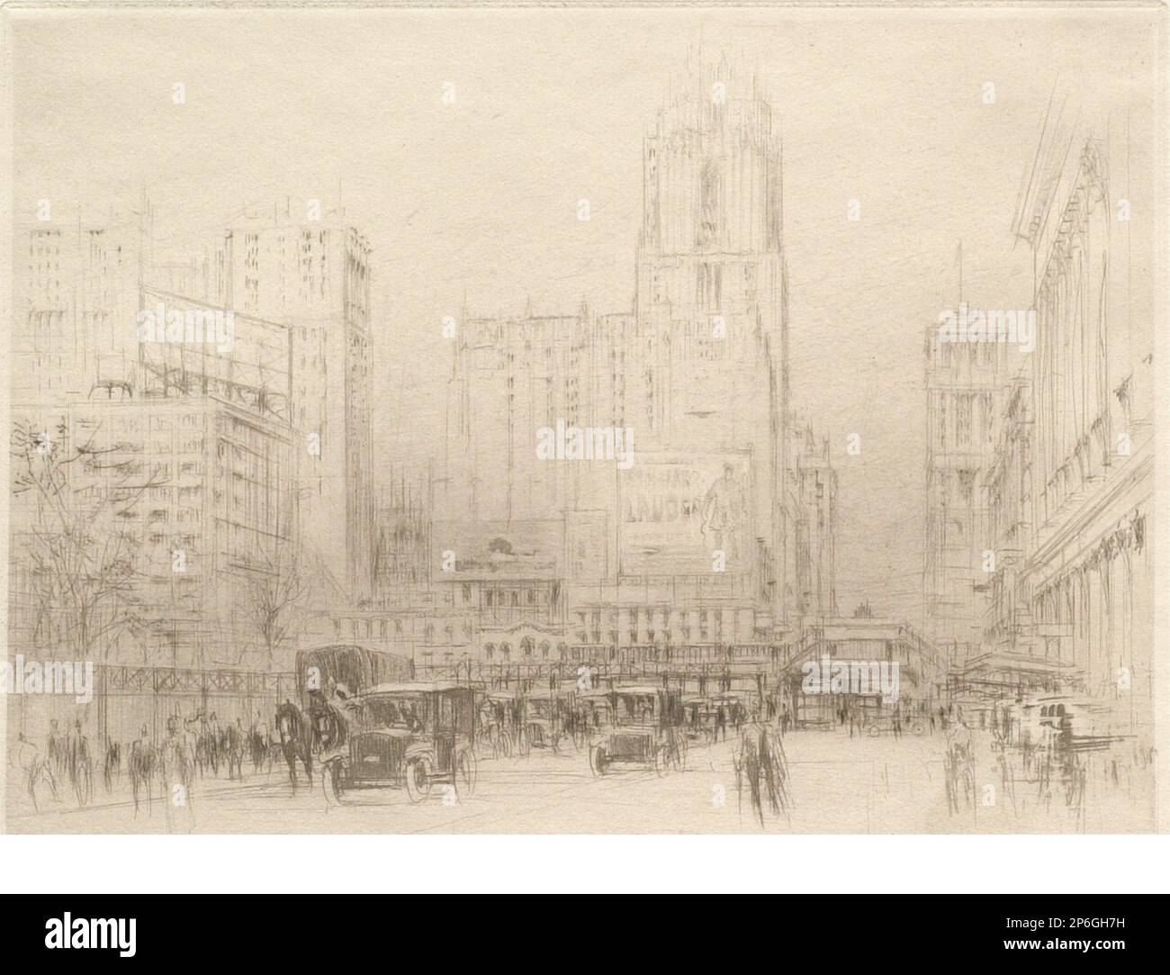 William Walcot, Forty-Second Street, New York, 1923, etching and ...