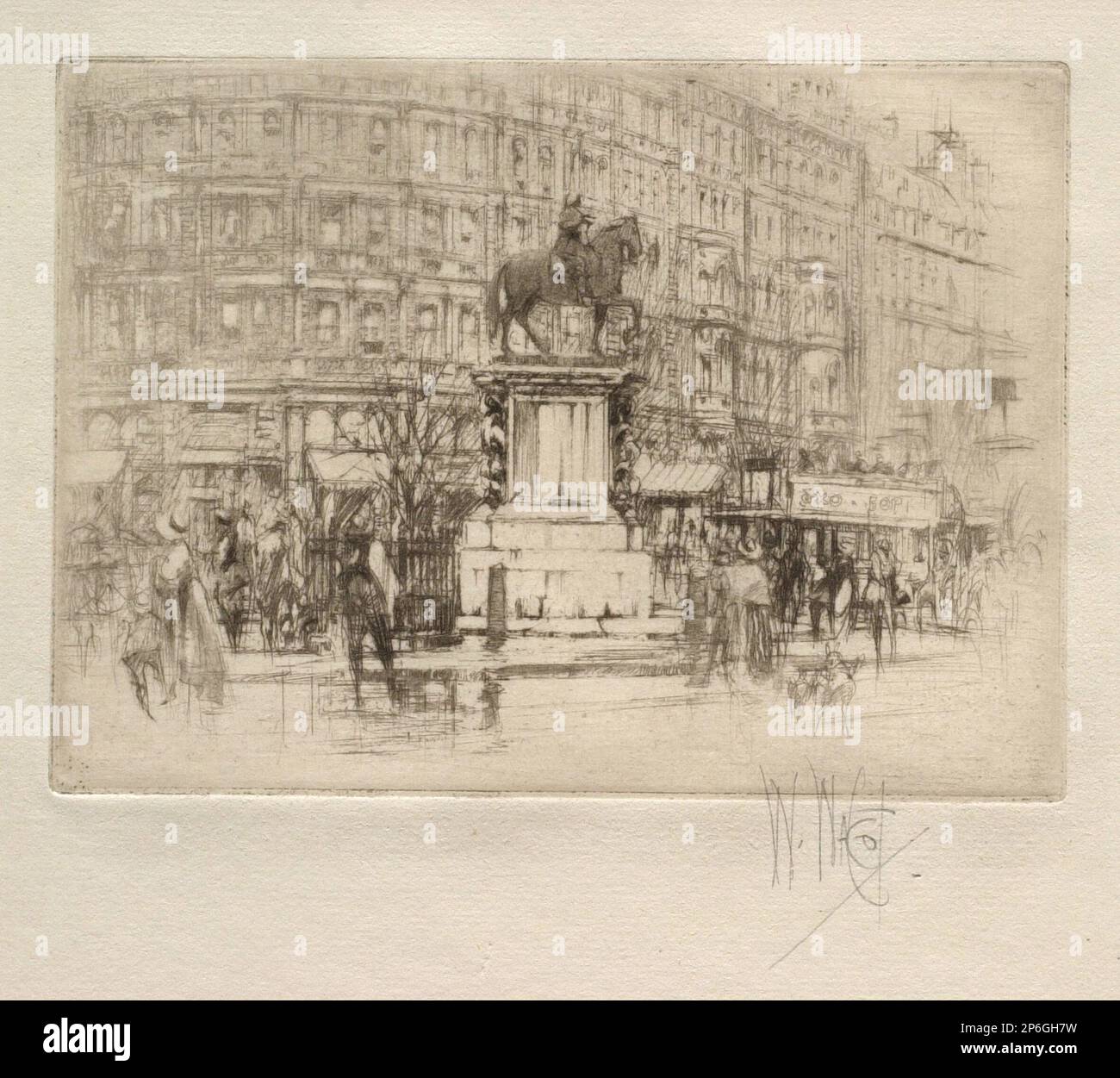 William Walcot, Statue of King Charles, Charing Cross, 1919, etching ...