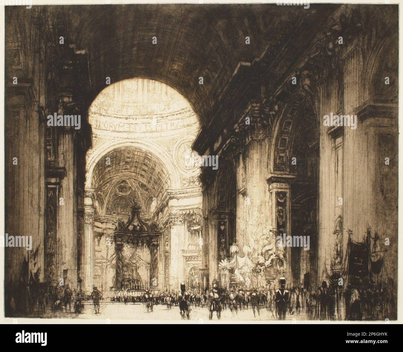 William Walcot, The Interior of St. Peter's, Rome, C. 1922, etching ...