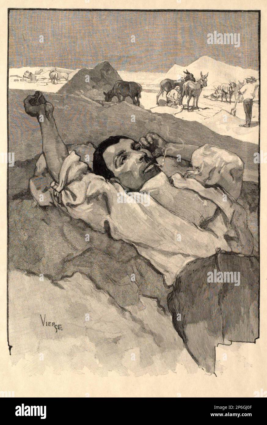 Daniel Vierge, The Smoker, c. 1885, wood engraving on wove paper Stock ...