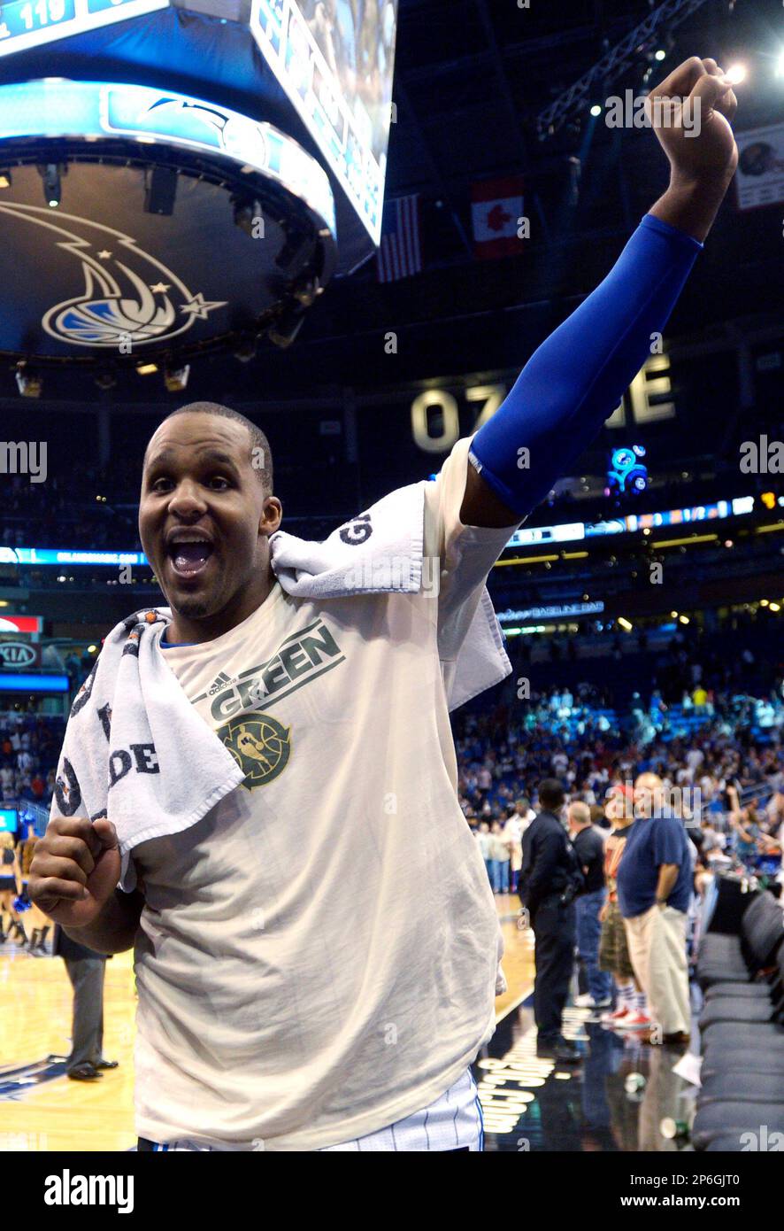 Orlando Magic center Glen Davis celebrates while leaving the court ...