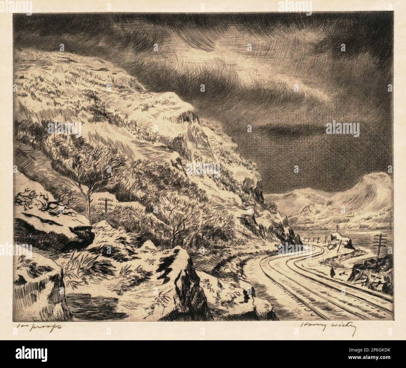 Harry Herman Wickey, Hudson Highlands under Snow, 1939, etching on ...