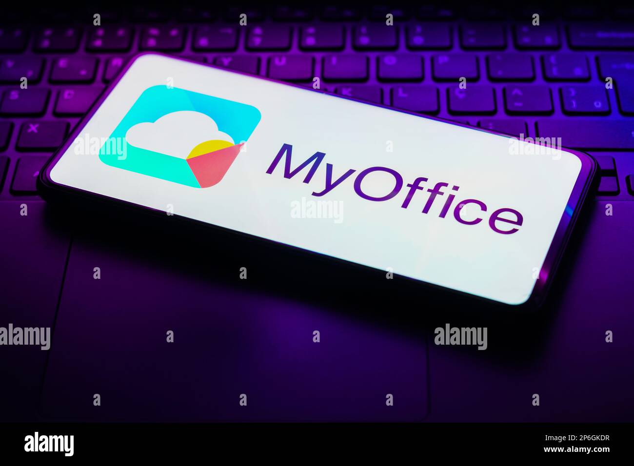 In this photo illustration, the MyOffice logo seen displayed on a ...