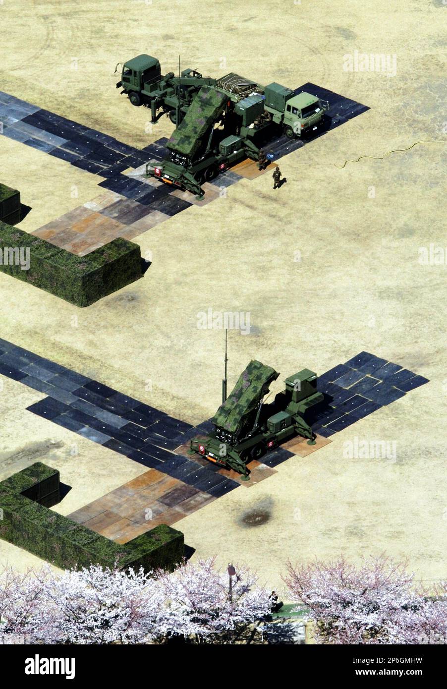 A picture from Yomiuri's helicopter shows a surface-to-air Patriot ...