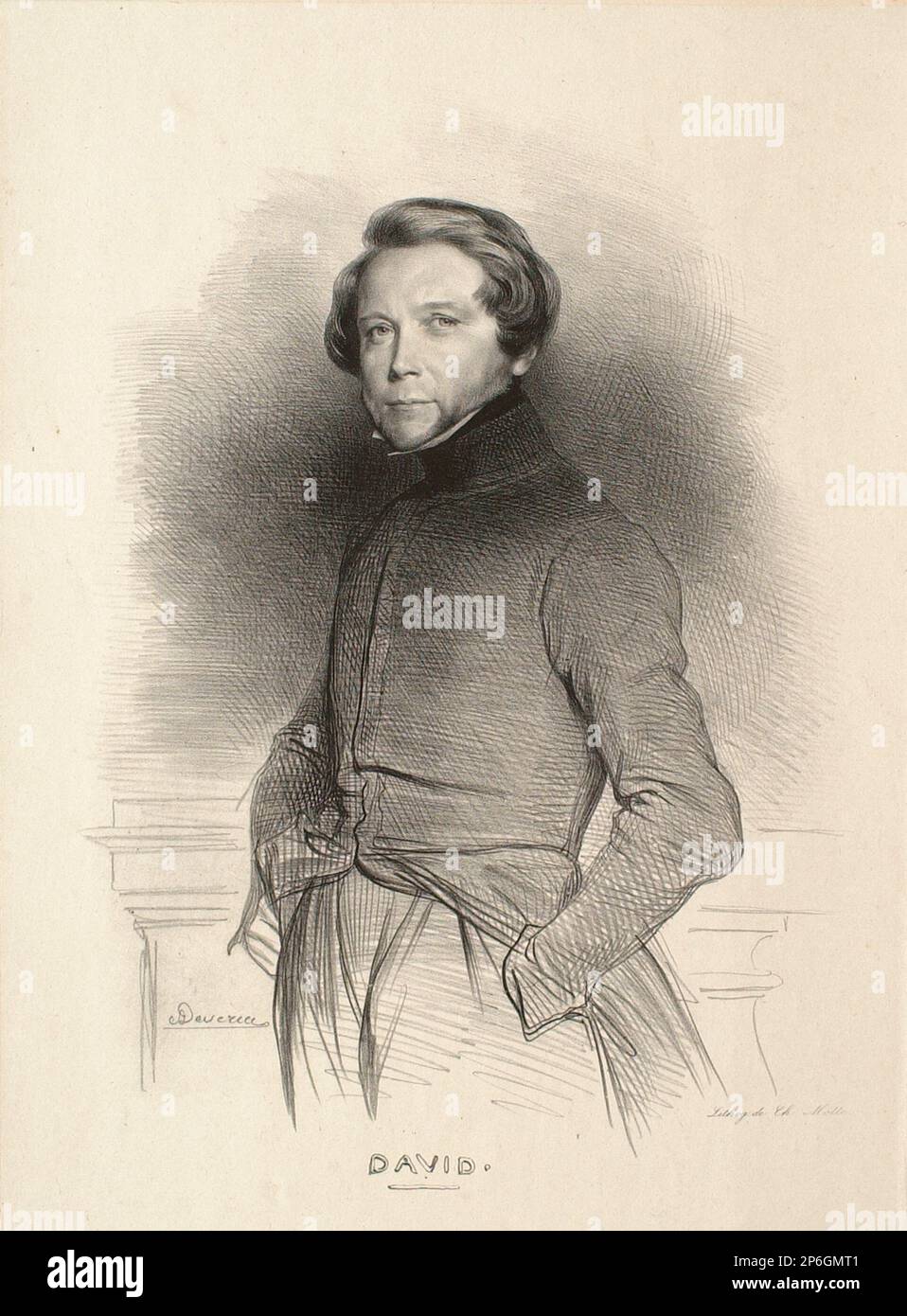 Achille Devéria, Portrait of David d'Angers, 1848, lithograph on chine ...