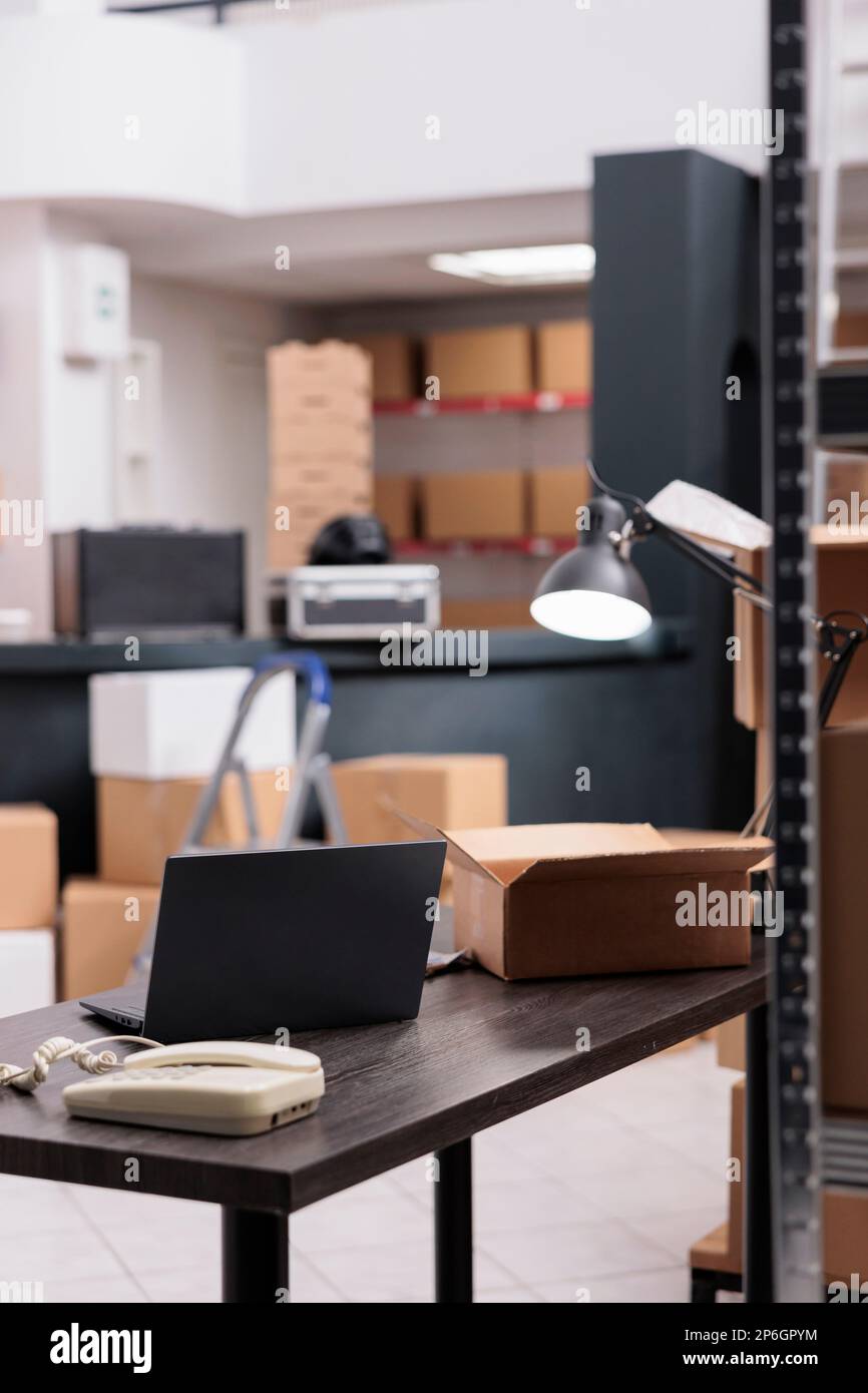 Empty modern storehouse building used for storage and distribution ...