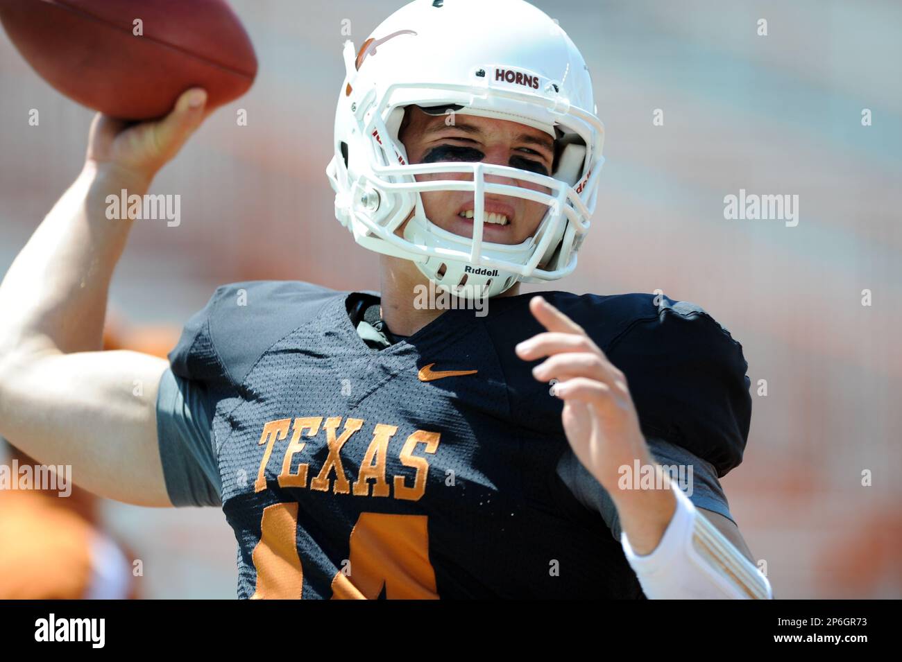 April 1, 2012: University of Texas quarterback, David Ash, during pre ...