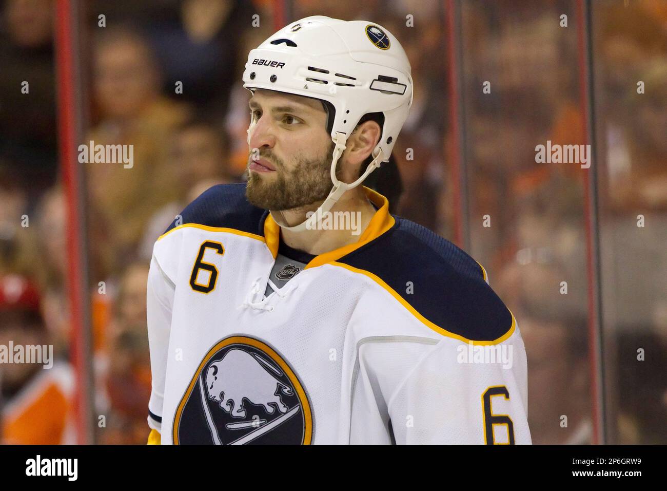 April 5, 2012: Buffalo Sabres defenseman Mike Weber (6) looks on during ...