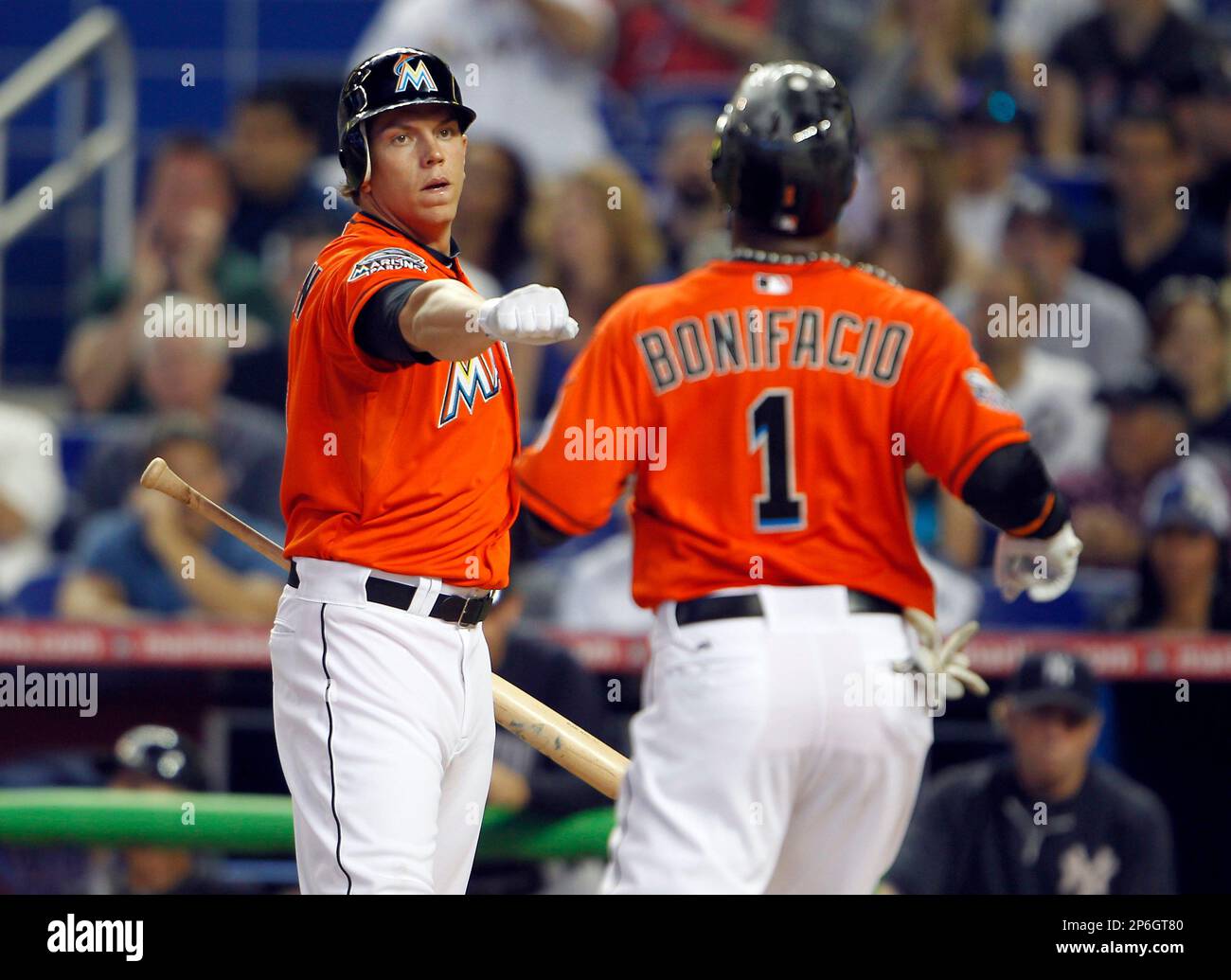 Miami Marlins Logan Morrison during a game against the New York Yankees ...
