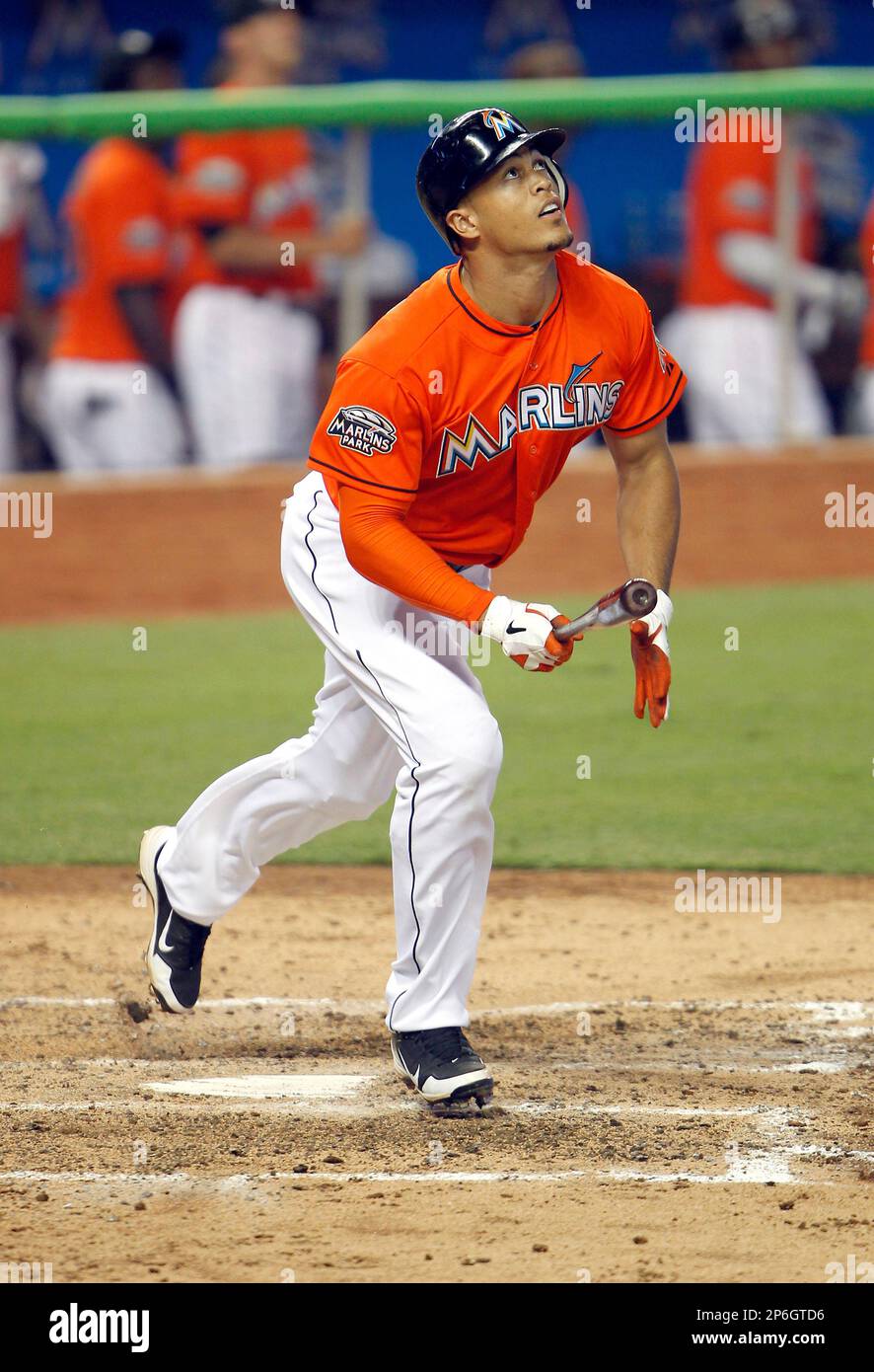 Miami Marlins Giancarlo Stanton during a game against the New York ...