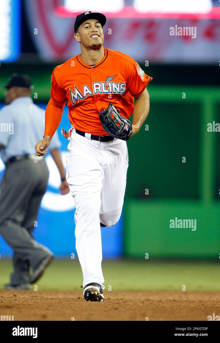 Miami Marlins Giancarlo Stanton during a game against the New York ...