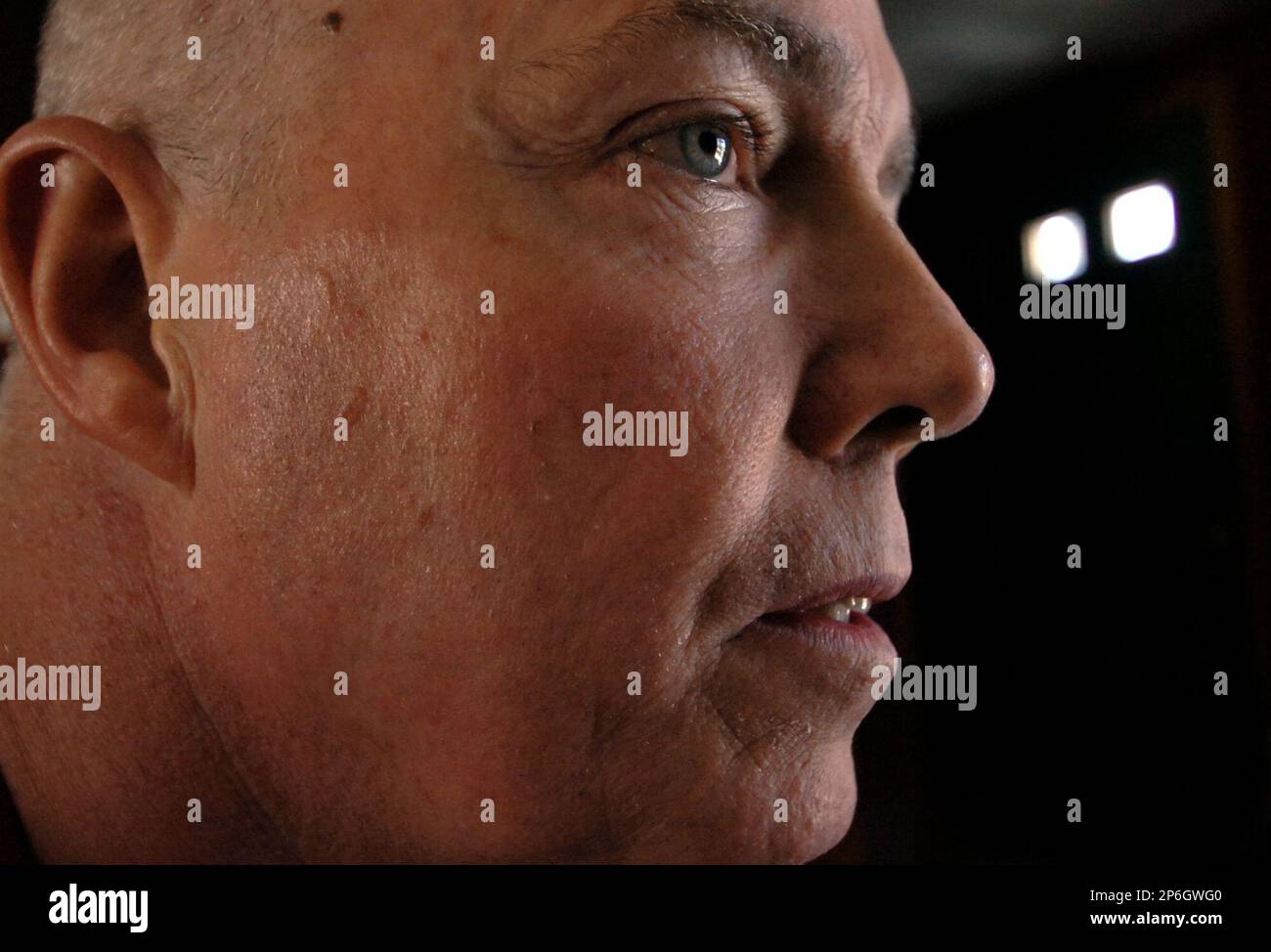 Eugene McGuire, 51, relaxes at his sister's home in Mill City, Pa. on ...