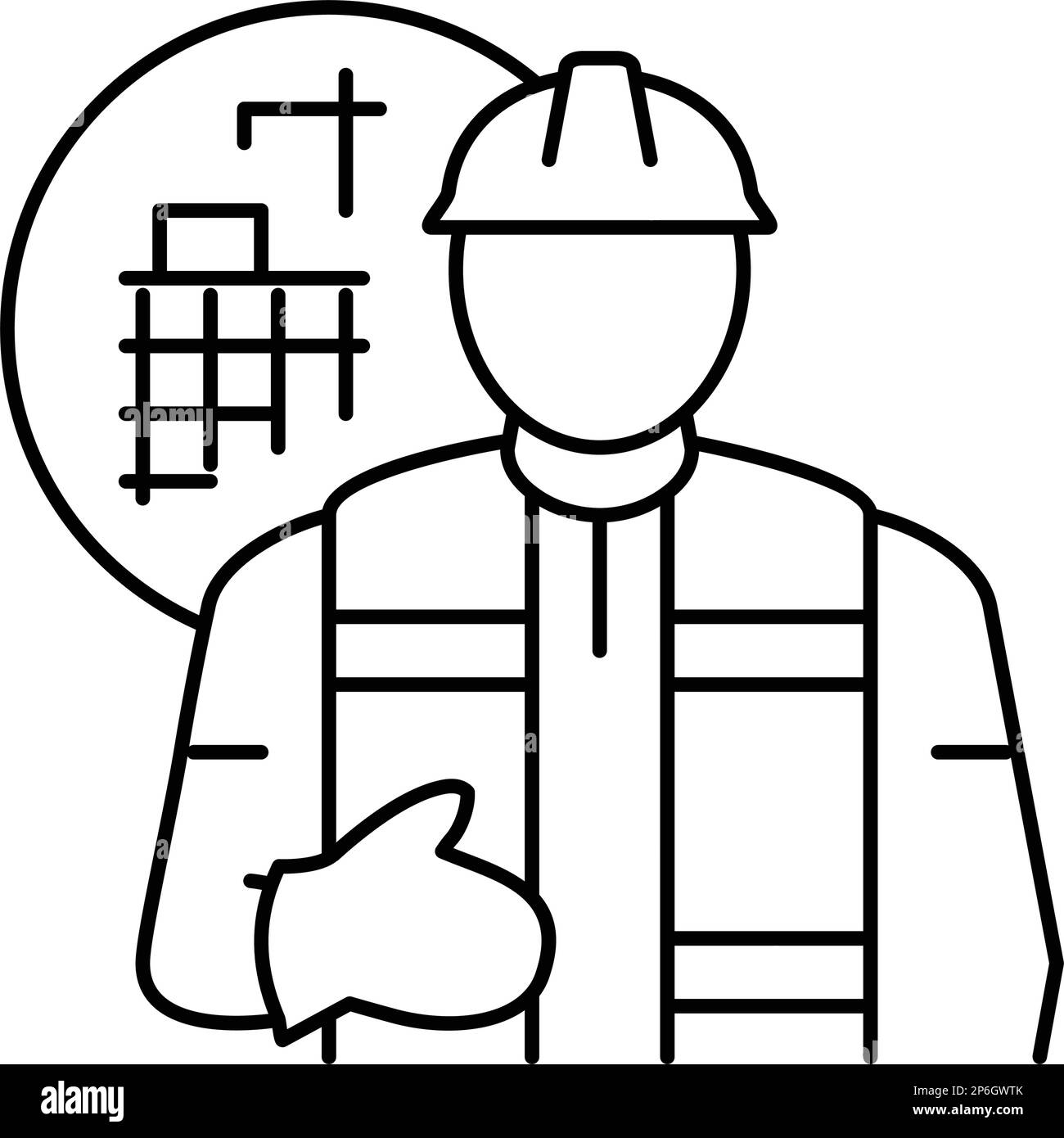 engineer construction line icon vector illustration Stock Vector Image ...