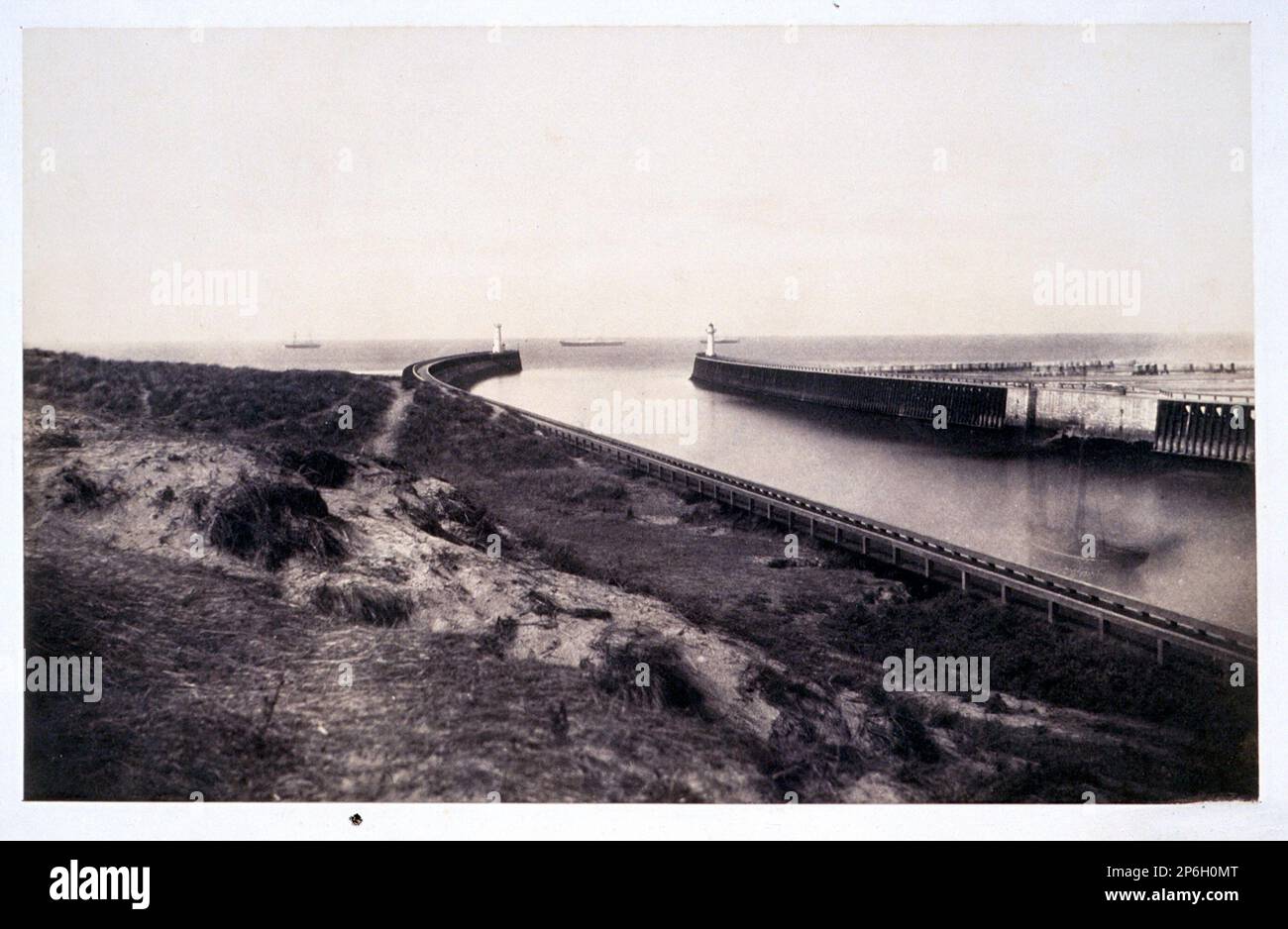 Édouard Baldus, Entrance to the Port, Boulogne, 1855, salted paper ...