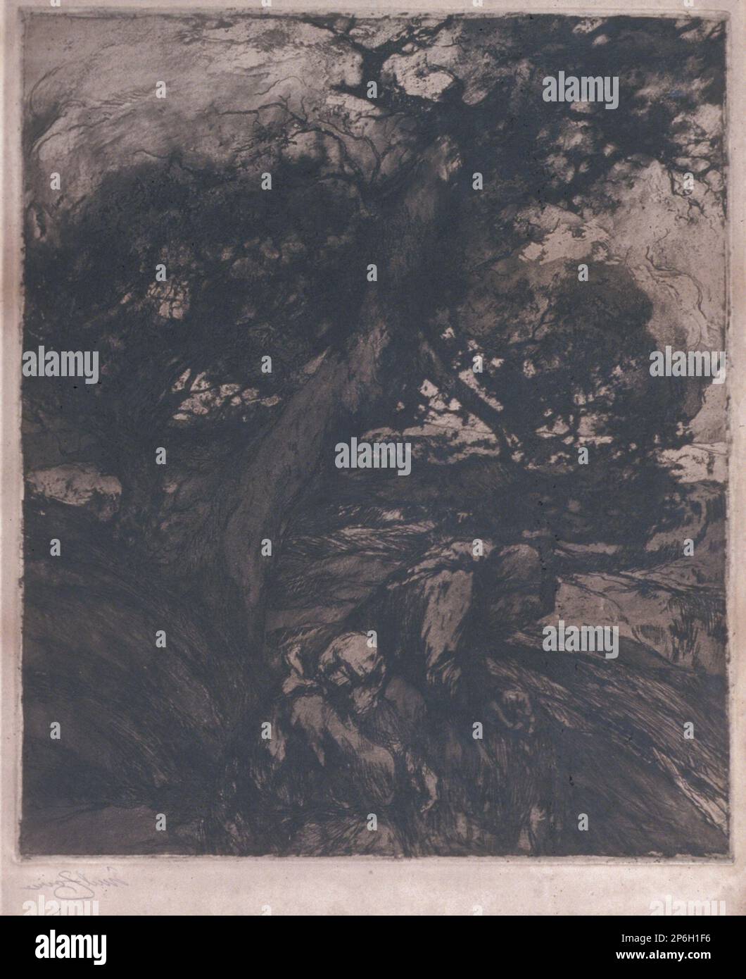 Emil Zoir, Solitude, before 1910, soft-ground etching and aquatint with ...