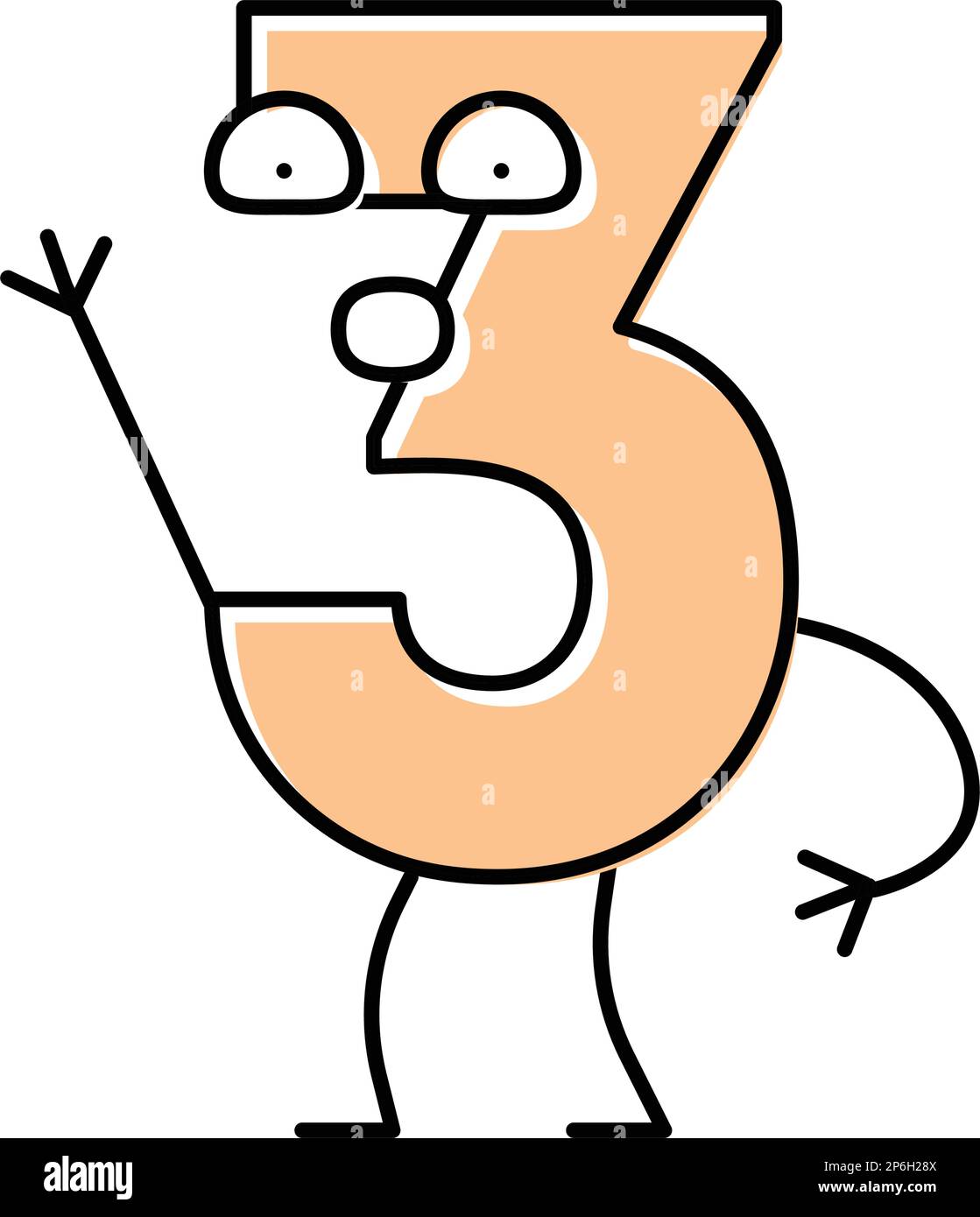 three number character color icon vector illustration Stock Vector ...