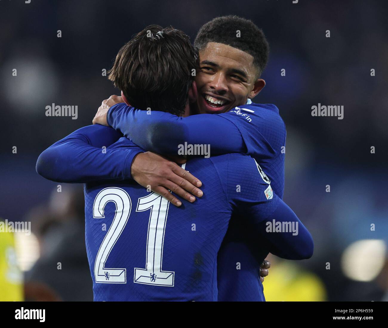 London, England, 7th March 2023. Wesley Fofana of Chelsea celebrates ...