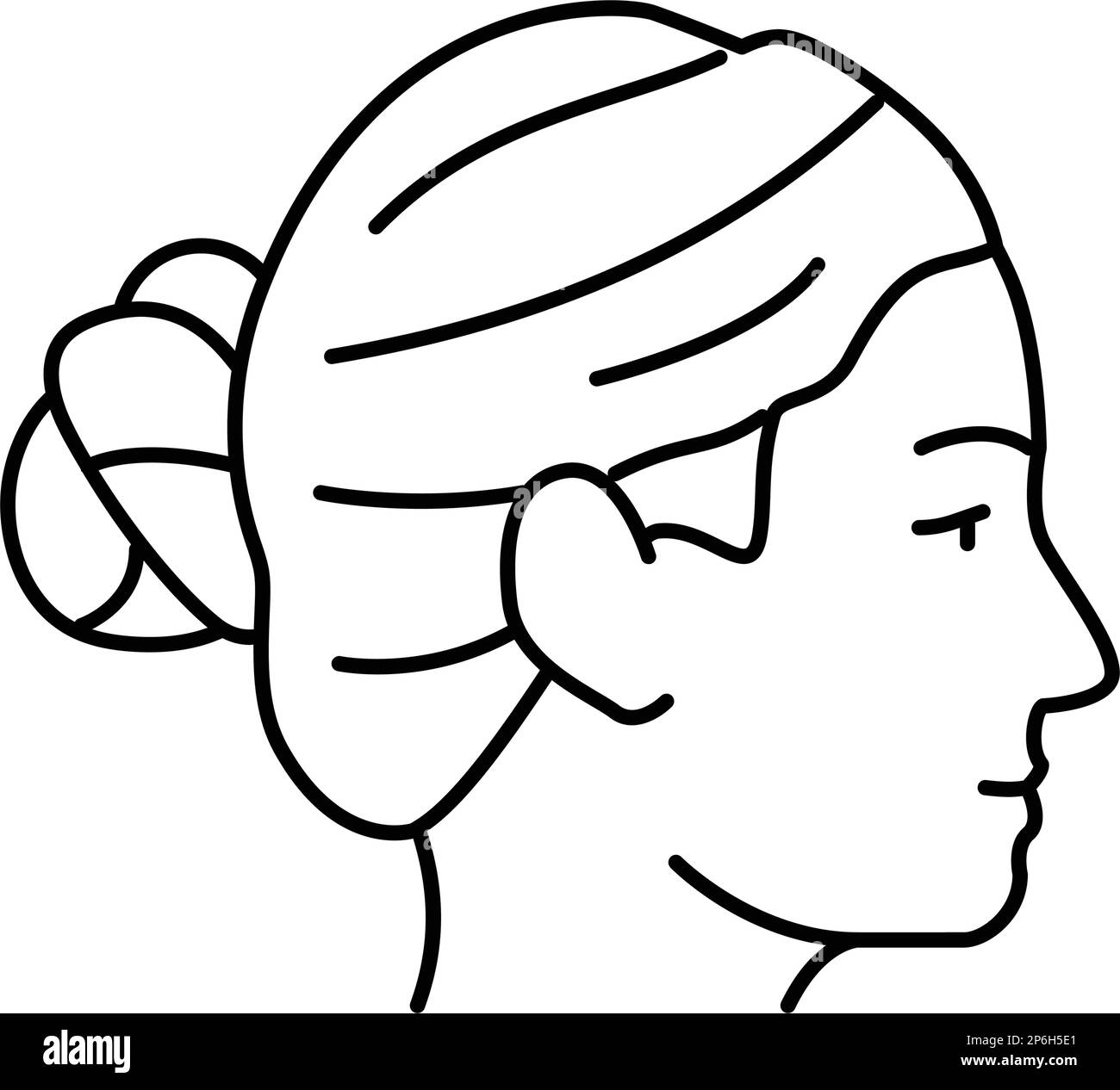 bun hairstyle female line icon vector illustration Stock Vector Image ...