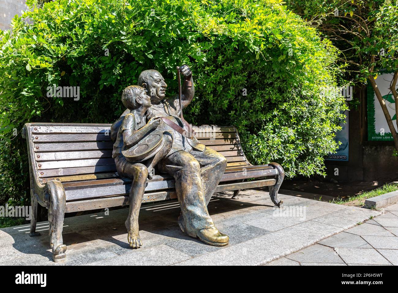 Kutaisi, Georgia, 04.06.21. Bronze sculpture of Georgian actor Ipolite ...