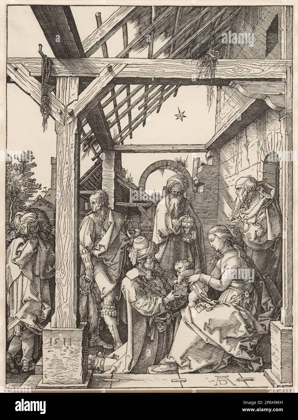 Albrecht Dürer, Adoration of the Magi, 1511, woodcut on laid paper ...