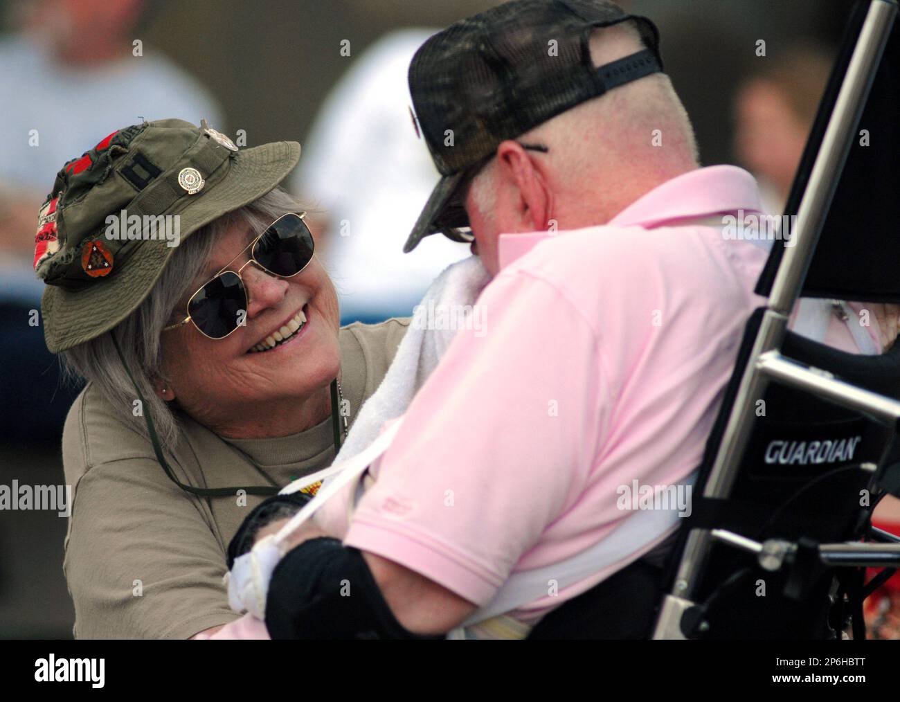 Carol Kirk, a nurse who served in Vietnam from 1969-1970, talks with ...