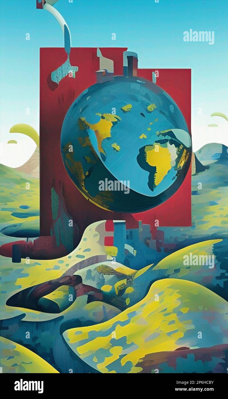 Flat Earth. Modern art. Digital painting Stock Photo - Alamy