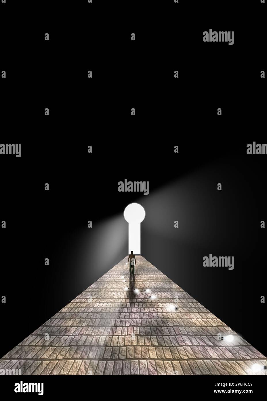 Man Walking Through Key Hole