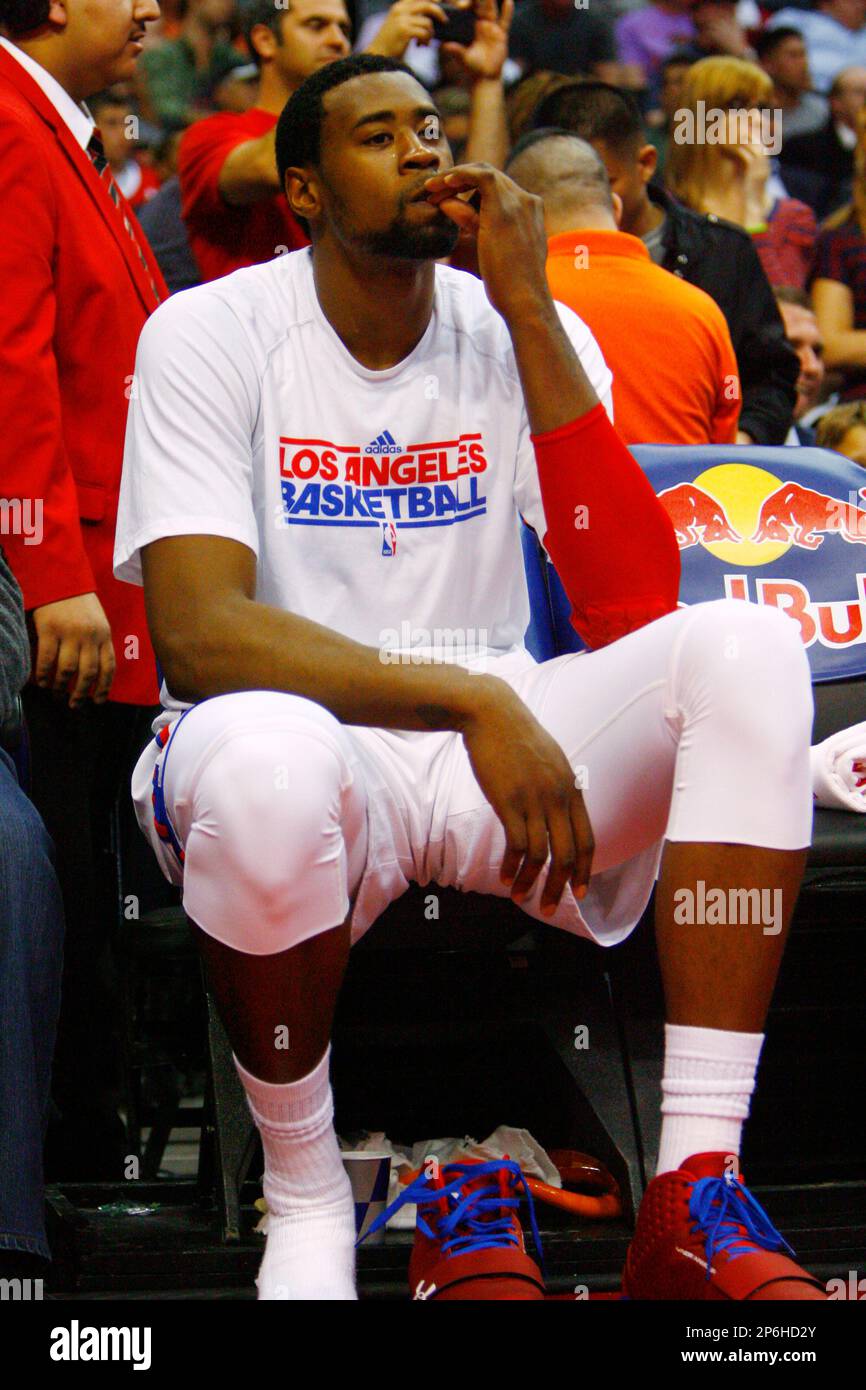 Los Angeles Clippers center DeAndre Jordan (6) sits frustrated alone on ...