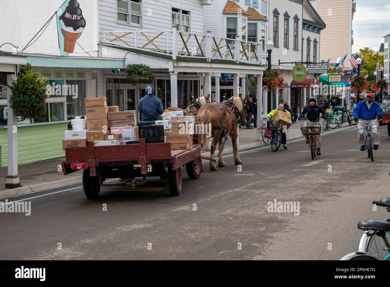 Mackinac Island, Michigan. Only horses and bicycles allowed on the ...