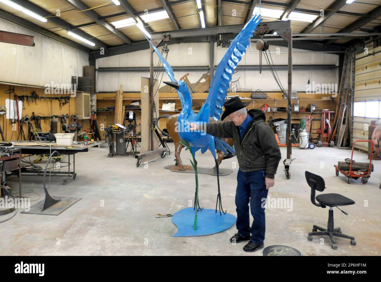 In this March 21, 2012, photo, Don Grazier stands near his steel ...